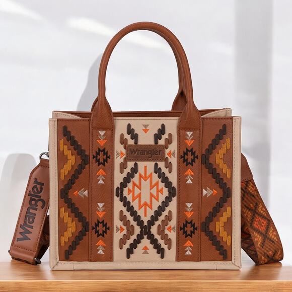 Wrangler | Bags | Wrangler Aztec Embroidered Totecrossbody Brown New In ...